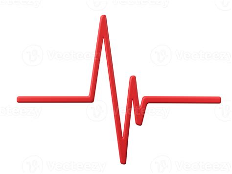 3D Heartbeat Line Isolated On Transparent Background PNG File Format