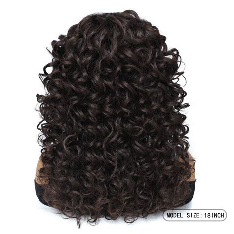 Synthetic Heat Resistant Wigs Bouncy Curls Wigs With Bangs Chocolate