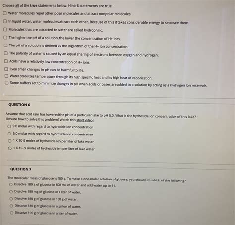 Solved Choose All Of The True Statements Below Hint 6
