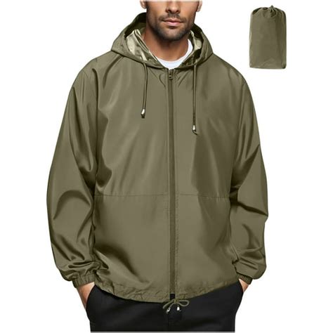 Bxingohai Mens Packable Rain Jacket Waterproof Lightweight Raincoat