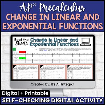 Change In Linear And Exponential Functions Ap Precalculus Activity