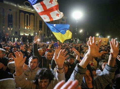 Georgians Protest To Denounce Ruling Party Win In Elections Elections
