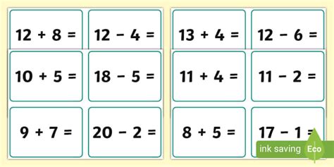 Mental Maths Number Facts Within Flash Cards