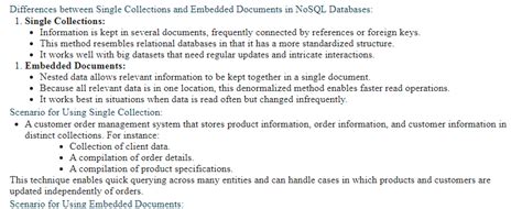 Single Collections Vs Embedded Documents In Nosql Databases Homework Help