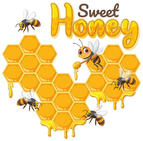 Sweet Honey And Busy Bees Free Vector