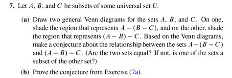 Solved Let A B And C Be Subsets Of Some Universal Set Chegg