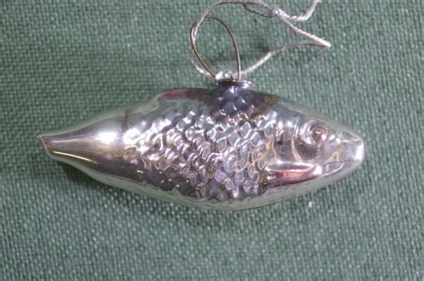 Купить Игрушка елочная стеклянная Рыба рыбка серебристая Стекло подвес 2 цены фото описание