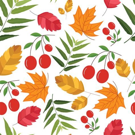Fall Pattern With Autumn Seasonal Leaves Vector Art At Vecteezy