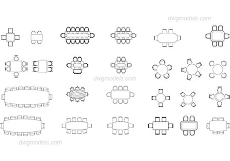 Dining Tables 2 Dwg Free Cad Blocks Download