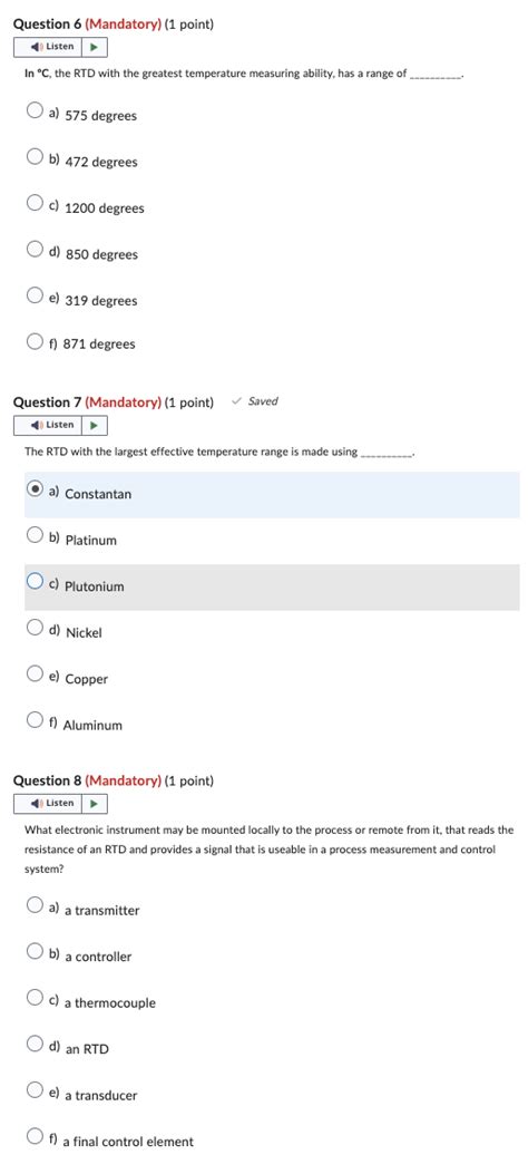 Solved In C The RTD With The Greatest Temperature Chegg