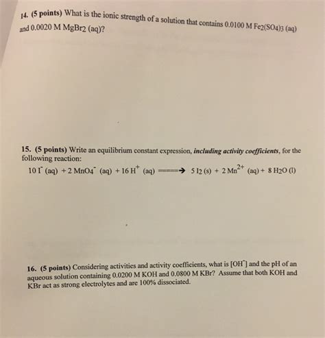 Solved What Is The Ionic Strength Of A Solution That