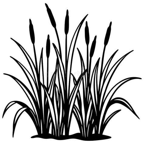 Detailed Silhouette Of Lush Green Grass Vector Illustration Stock