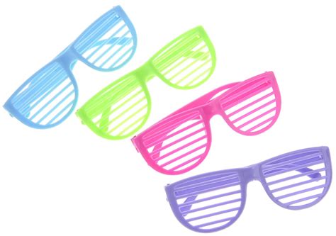 Keepin It Cool Plastic Shutter Shades Glasses 12pairspk Purplebluegreen And Pink