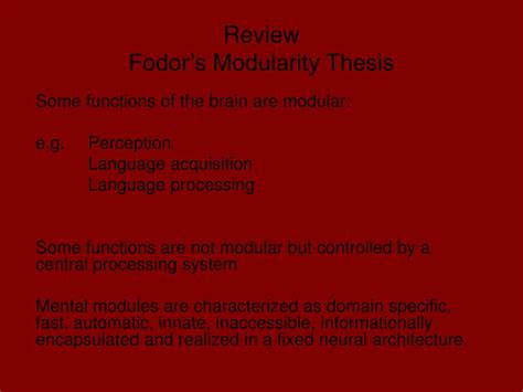 Ppt Modularity Of Mind Continued And The Language Of Thought Hypothesis Ppt Modularity Of Mind Continued And The Language Of Thought Hypothesis