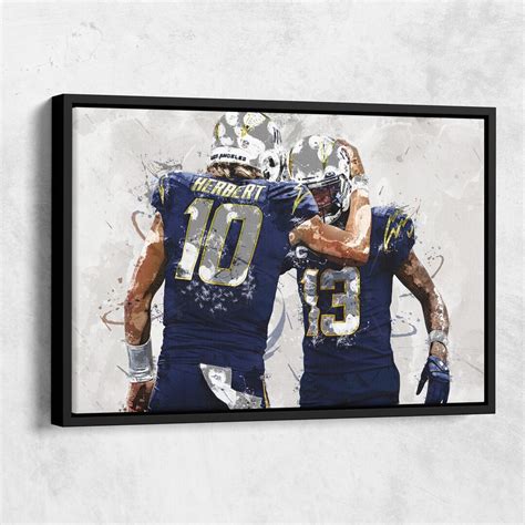 Justin Herbert Keenan Allen Poster Los Angeles Chargers Canvas Print