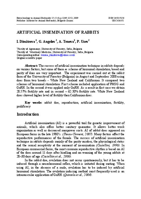 Pdf Artificial Insemination Of Rabbits