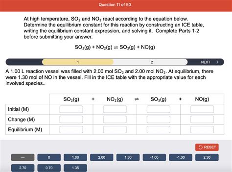 solved at high temperature so2 and no2 react according to