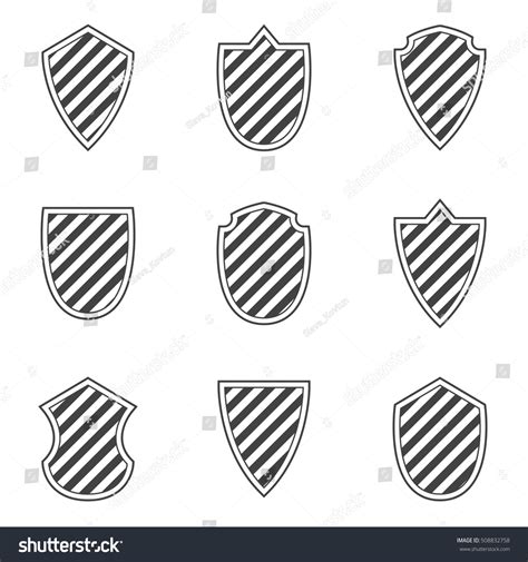 Vector Black Shields Set On White Stock Vector Royalty Free 508832758