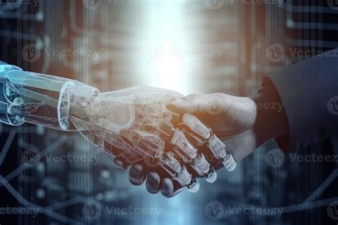 ai y humano mano agitar máquina apretón de manos generar ai 22389784