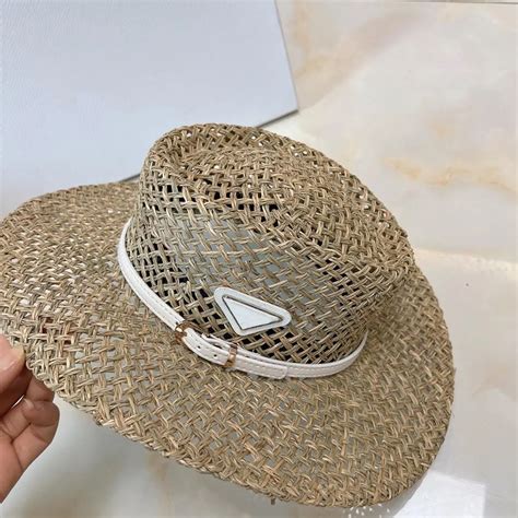 Unisex Designer Premium Straw Hats With Wide Brim Letter Print And
