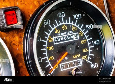 A Truck Dashboard Shows A Speedometer With Metric And Imperial Values