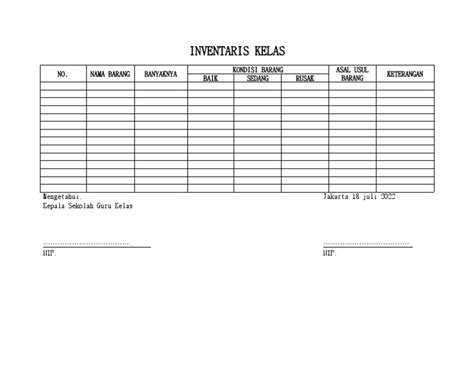 Inventaris Kelas Pdf