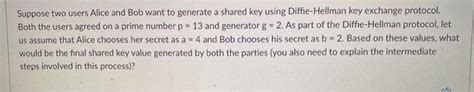 Solved Suppose Two Users Alice And Bob Want To Generate A Chegg