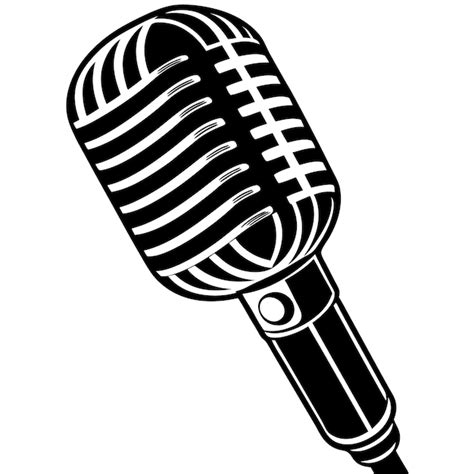 A Black And White Drawing Of A Microphone With A Ball On It Premium