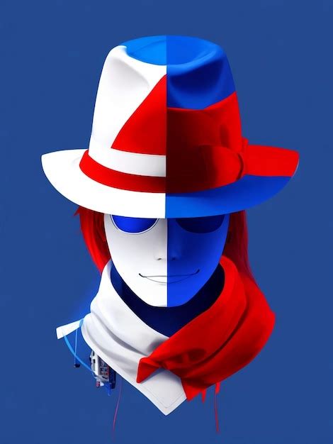 Premium Ai Image Blue White And Red Hat Hacker Bright Theme