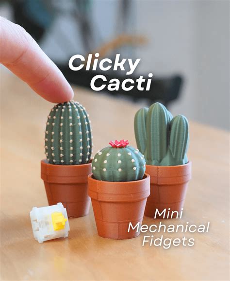 Clicky Cacti Pack 2 Clicker Fidget Toy Cactus Pocket Plants Collection 3d Model By