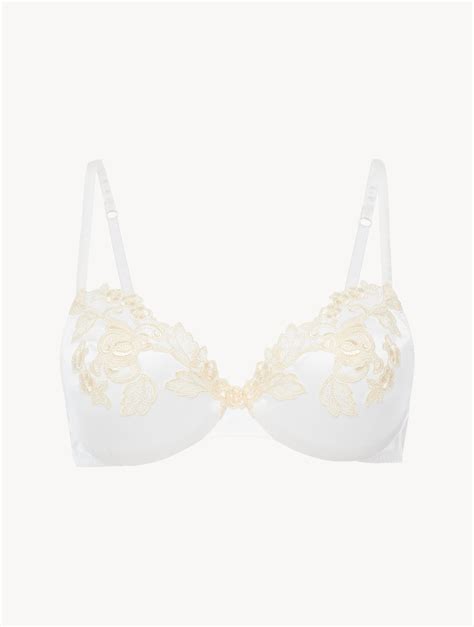 Luxury Silk Underwired Bra In Red With Ivory Frastaglio La Perla