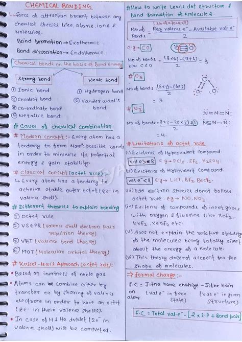 Chemical Bonding Handwritten Short Notes Pdf 📚 Chemical Bond