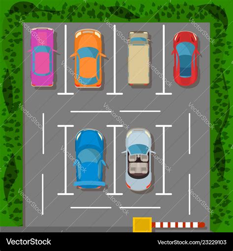 Parking Lot Concept Banner Cartoon Style Vector Image