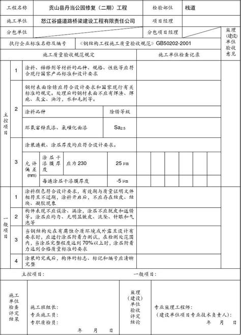 钢结构工程检验批质量验收记录表文档之家