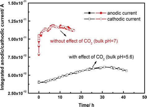Temporal Evolution Of Integrated Anodic And Cathodic Currents Across