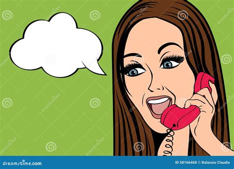 Woman Chatting On The Phone Pop Art Illustration Stock Vector