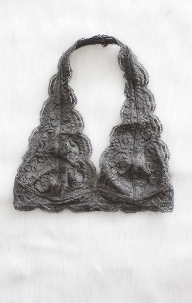 Lace Halter Bralette Grey Nyct Clothing