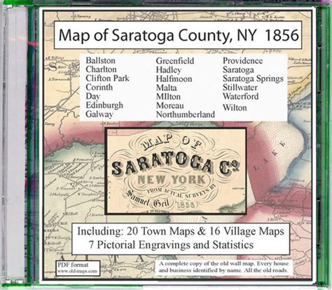 Map Of Saratoga County New York 1856 Cdrom Old Map Old Maps
