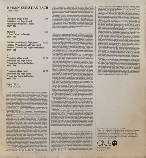 Johann Sebastian Bach Organ Compositions Lp Plak Satın Al