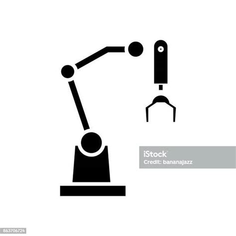 Ikon Lengan Robot Ilustrasi Vektor Tanda Hitam Pada Latar Belakang