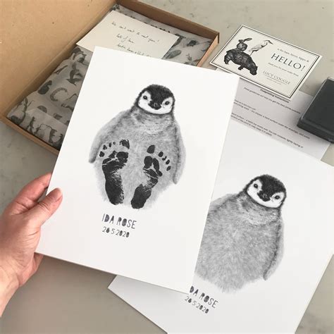 Personalisierter Baby Pinguin Fußabdruck Kit Babyparty Andenken