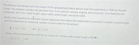 Solved The Famous Iris Dataset The First Sheet Of The