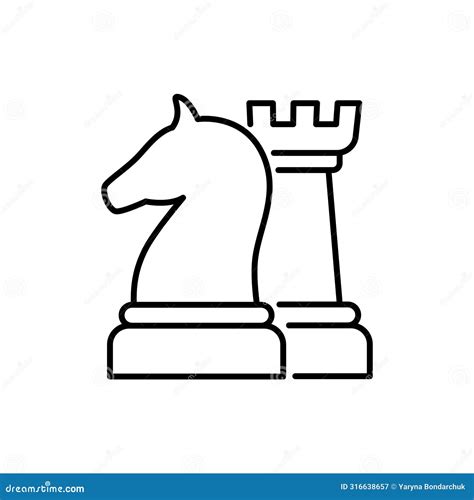 Chess Outline Icon Gross Master Symbol Strategy Leadership