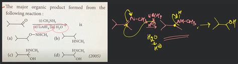 Give The Major Organic Product Of The Following Reaction Filo