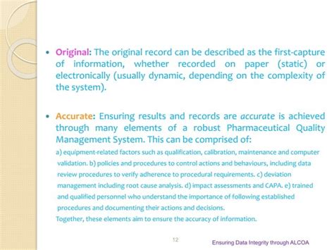 Ensuring Data Integrty Through Alcoa Basic Data Integrity Principles Applicable For Both