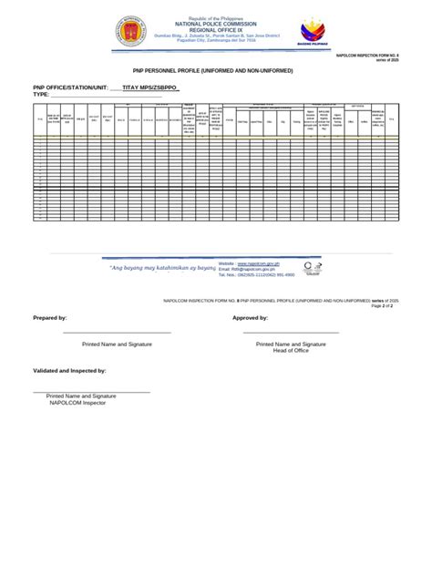 Napolcom Form 8 Pnp Personnel Profile Pdf Law Enforcement Crime