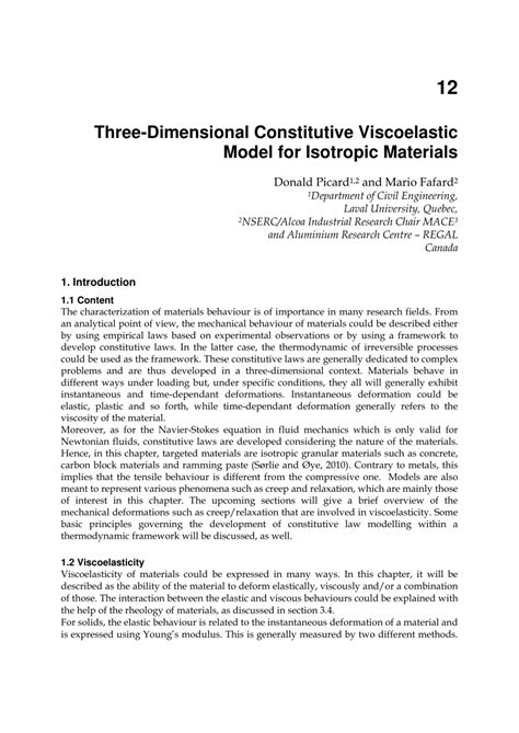 Pdf Three Dimensional Constitutive Viscoelastic Model For Isotropic Materials