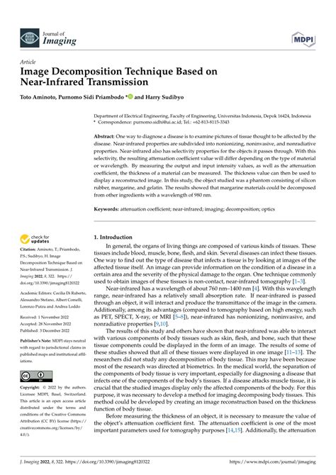 Pdf Image Decomposition Technique Based On Near Infrared Transmission
