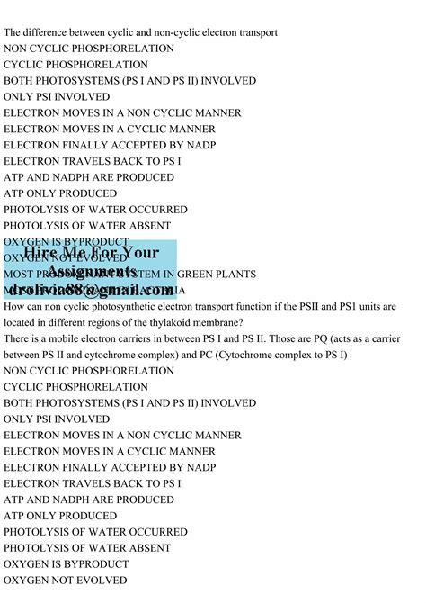 The Difference Between Cyclic And Non Cyclic Electron TransportNON Pdf