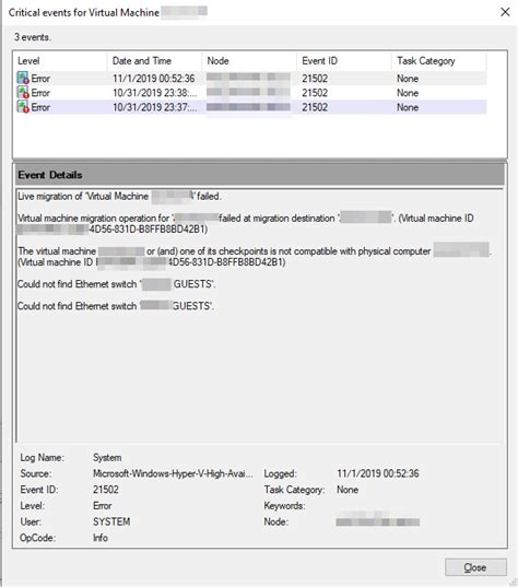 checkpoint references a non existent virtual switch working hard in it